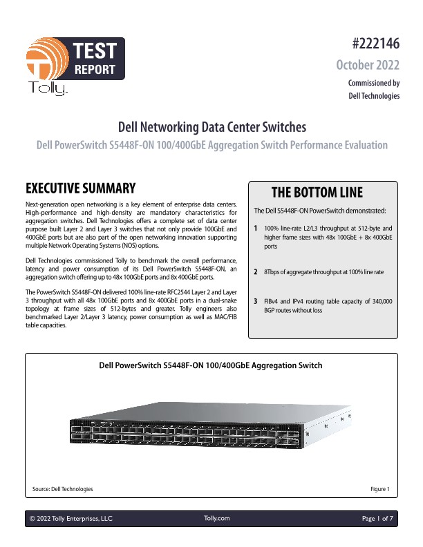 Tolly Dell Networking Data Center Switches PDF Asset Page | Keysight
